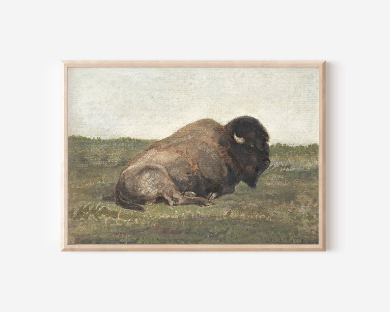 Vintage Buffalo Watercolor Printable: Instant Download, Western Bison ...
