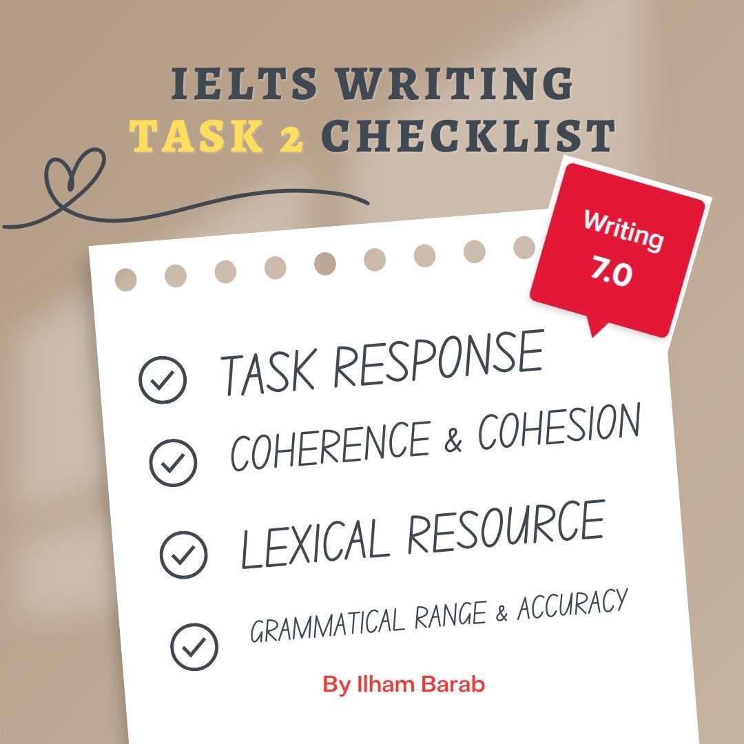 IELTS Task 2 Writing Band 7 Checklist - Etsy