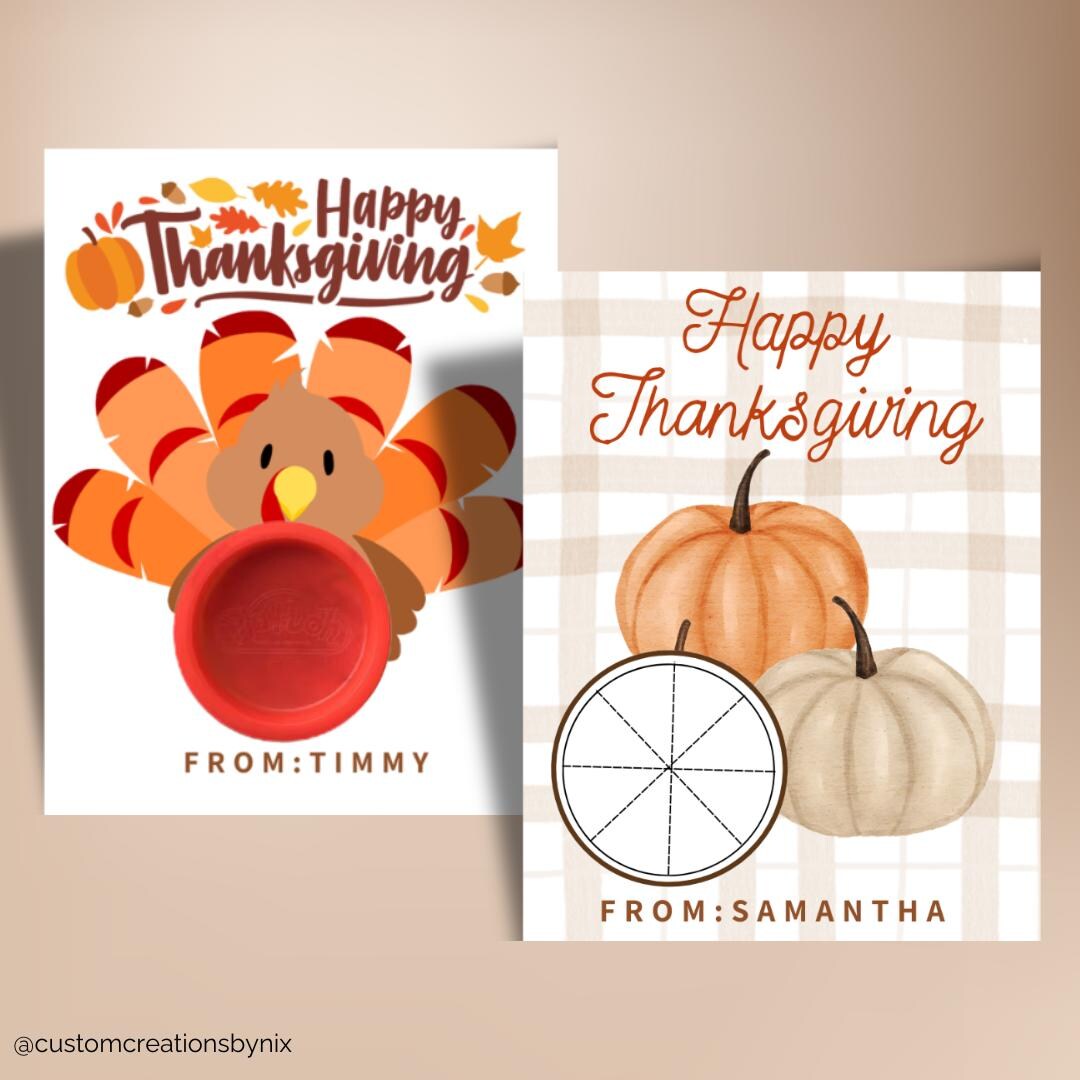 Thanksgiving Play-doh Cutout Cards Bundle | Printable Pumpkin ...