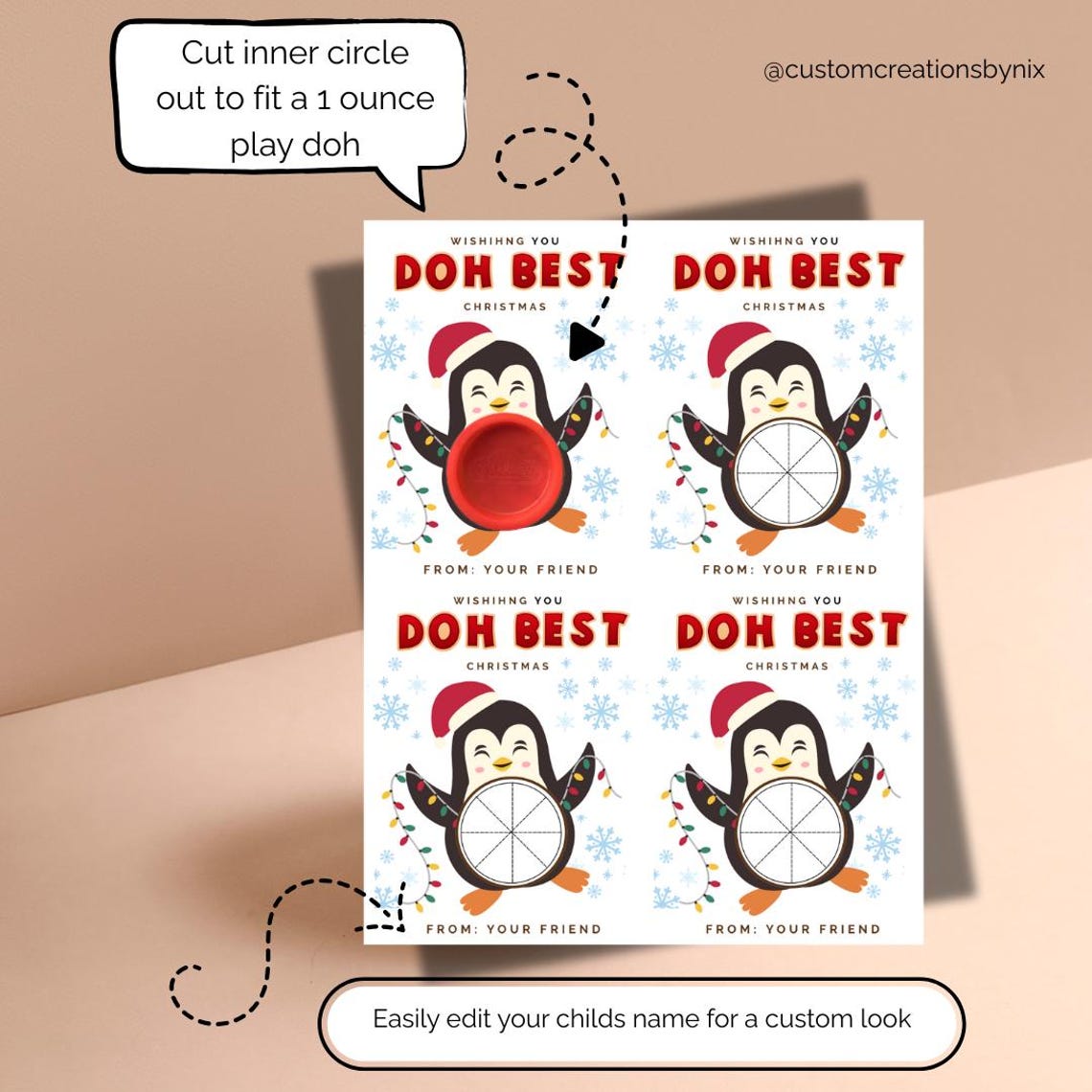 Christmas Penguin Play-doh Card: Holiday Classroom Gift (digital) - Etsy