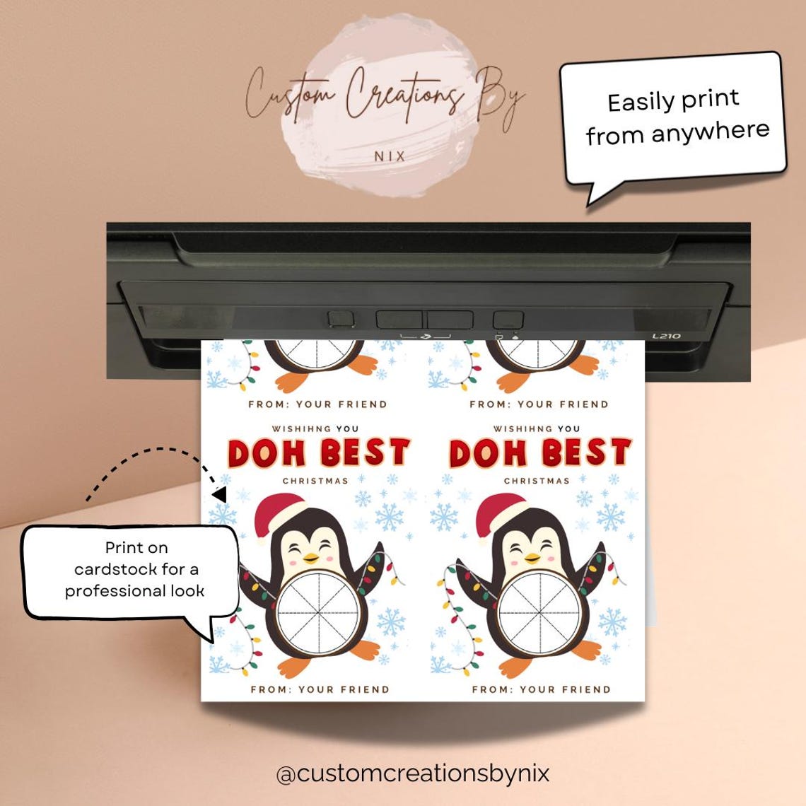 Christmas Penguin Play-doh Card: Holiday Classroom Gift (digital) - Etsy