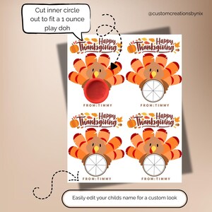 Thanksgiving Turkey Play-doh Cutout Cards: Classroom Favors (digital ...