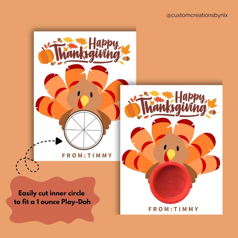 Thanksgiving Turkey Play-doh Cutout Cards: Classroom Favors (digital ...