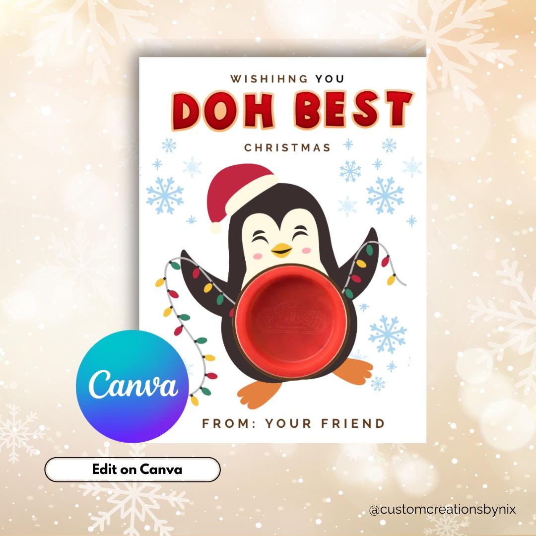 Christmas Penguin Play-doh Card: Holiday Classroom Gift (digital) - Etsy