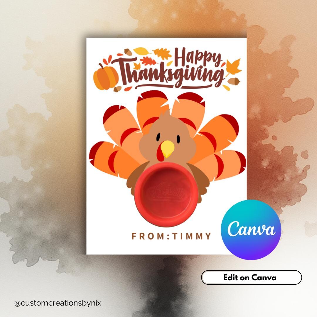 Thanksgiving Turkey Play-doh Cutout Cards: Classroom Favors (digital ...