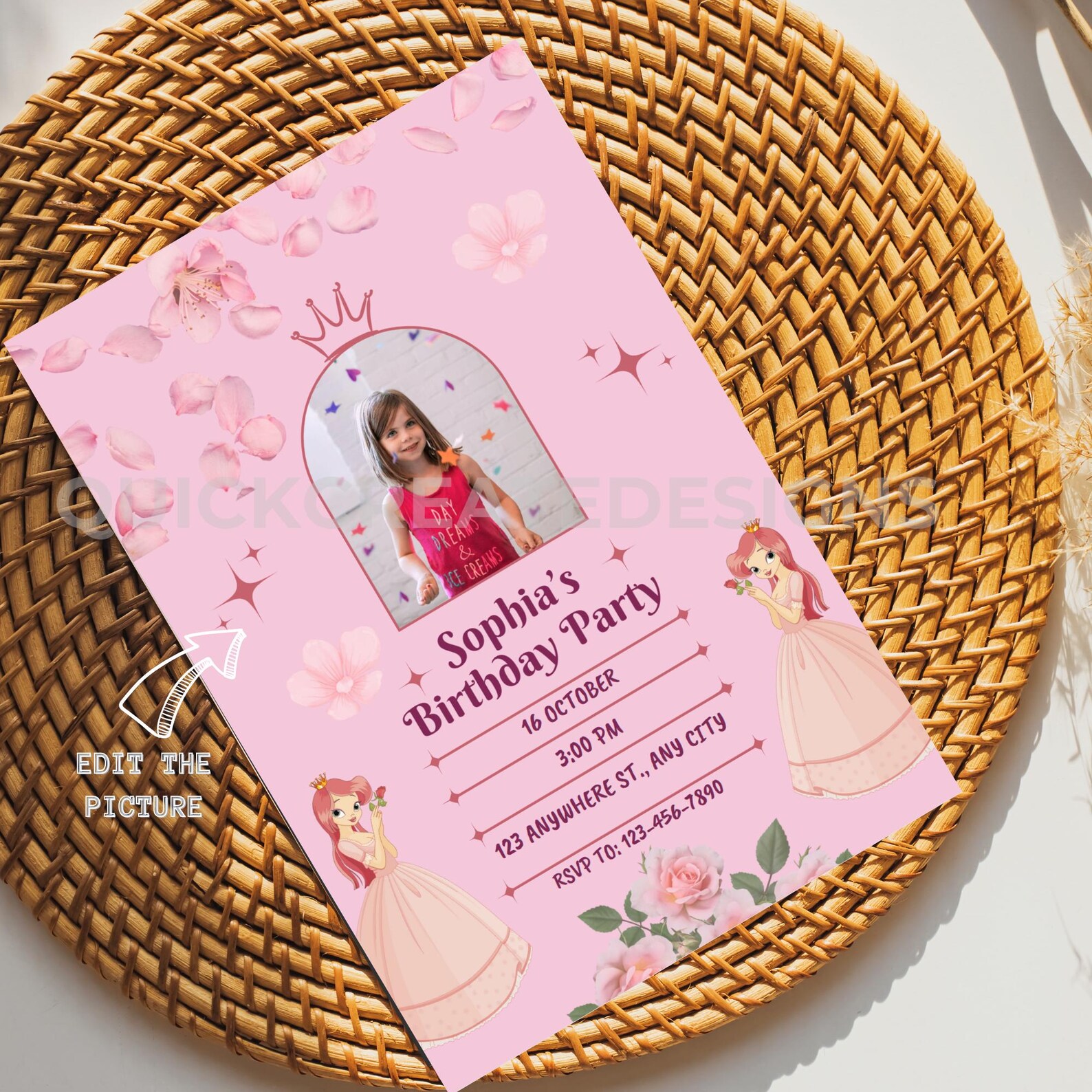 Princess Theme, Editable Invitation, Princess Party, Princess Birthday ...