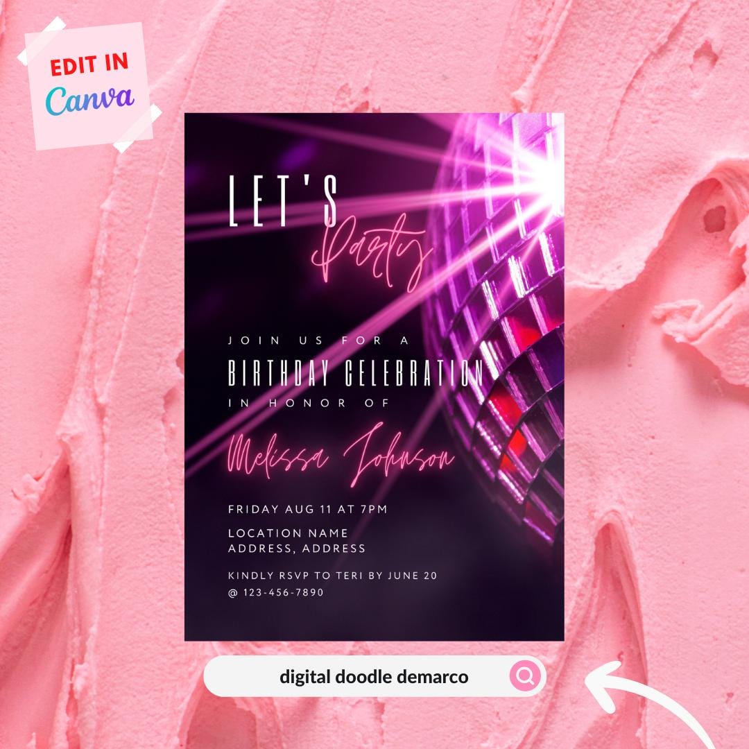 Disco Party Invitation *DIGITAL DOWNLOAD* Disco Birthday Party, Disco ...