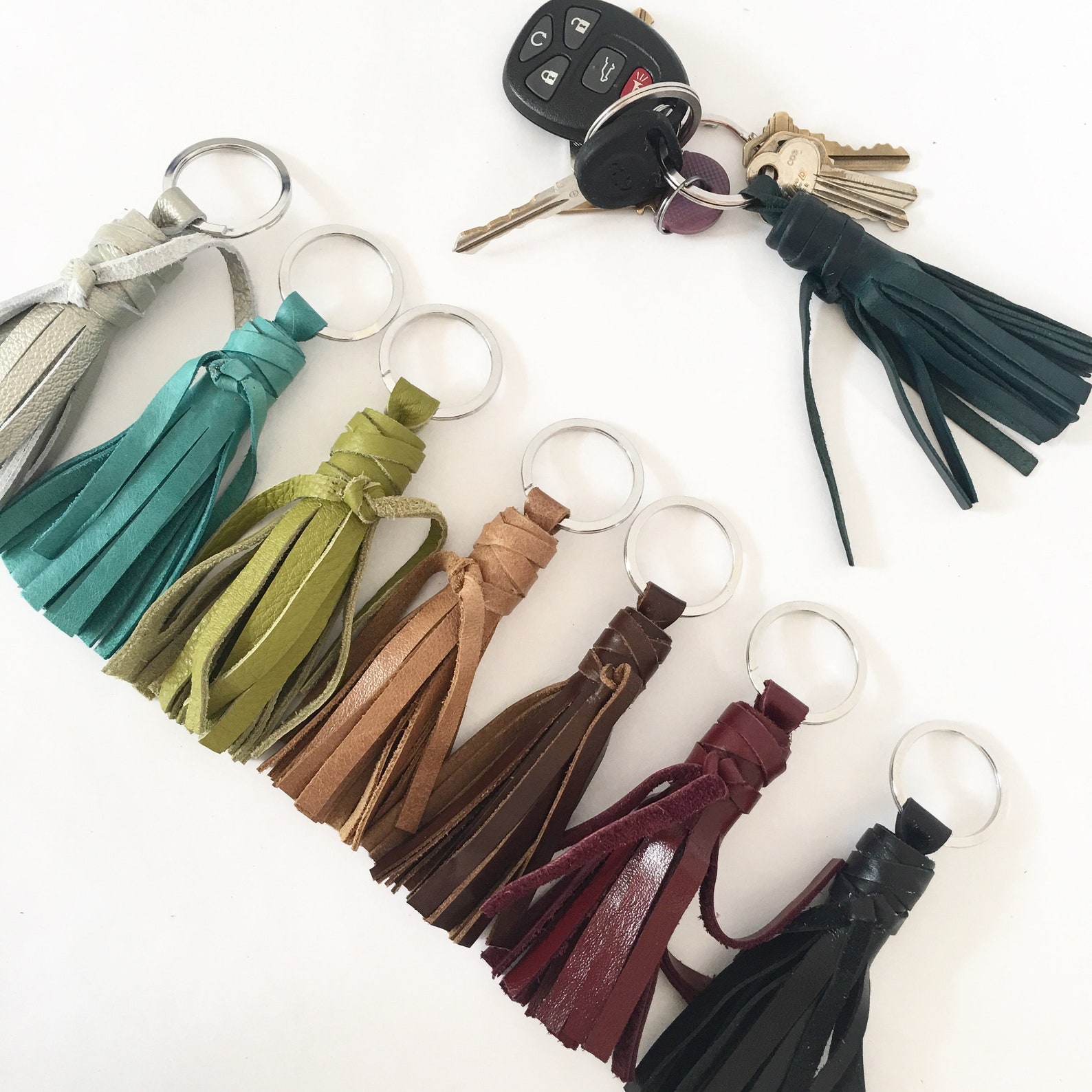 Leather Tassel Keychain Tassel Key Fob Tassel Key Ring - Etsy