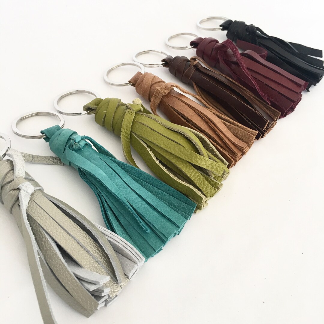 Leather Tassel Keychain Tassel Key Fob Tassel Key Ring Gift Handmade ...