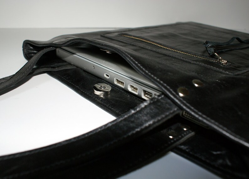 The HACKER Leather Bag Leather Tote Leather Laptop Bag - Etsy