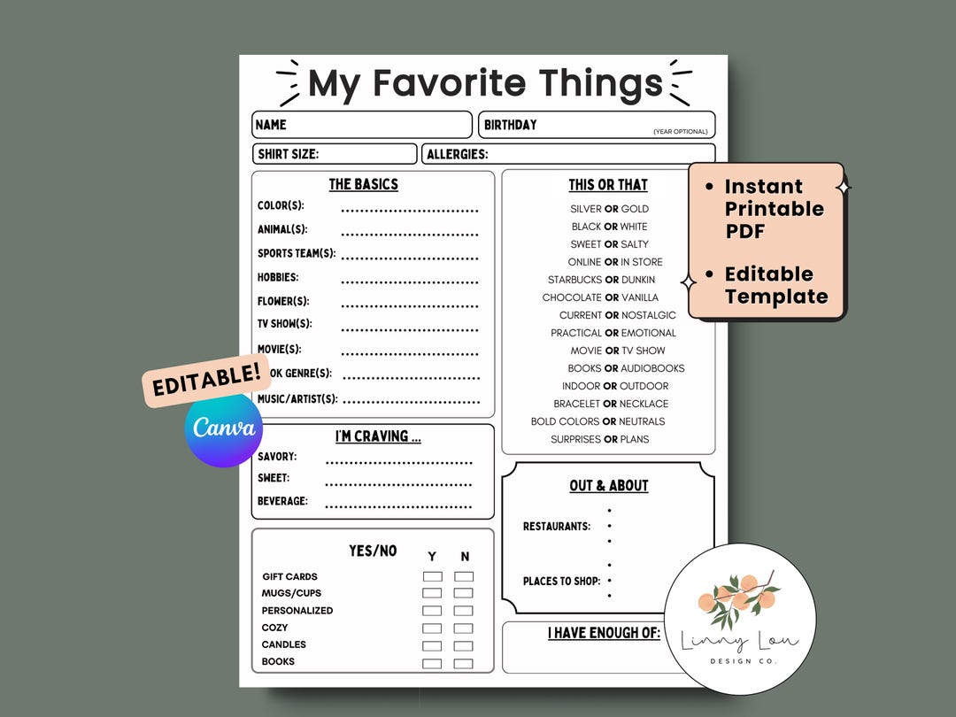 Editable and Instant Printable Getting to Know You Survey | Editable ...