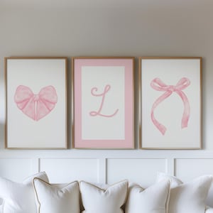 Trendy Pink Bows Wall Art Set of 3 L Coquette Room Decor L Girl Room ...