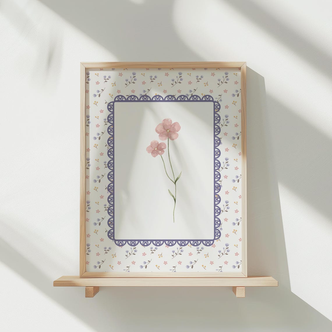 Vintage Watercolor Wildflower Grandmillenial Pink and Purple Four Piece ...