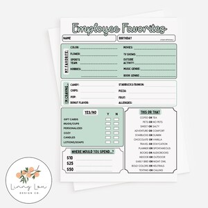 Editable and Instant Printable New Employee Survey | Editable Staff ...