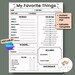 Editable and Instant Printable My Favorites Things List | Editable Gift ...