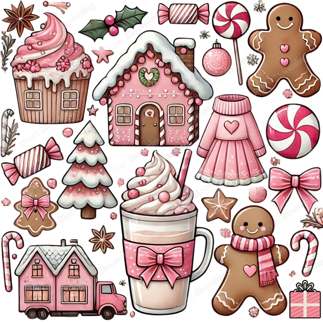 Gingerbread Pink PNG | Gingerbread Png Bundle | Coquette Gingerbread ...