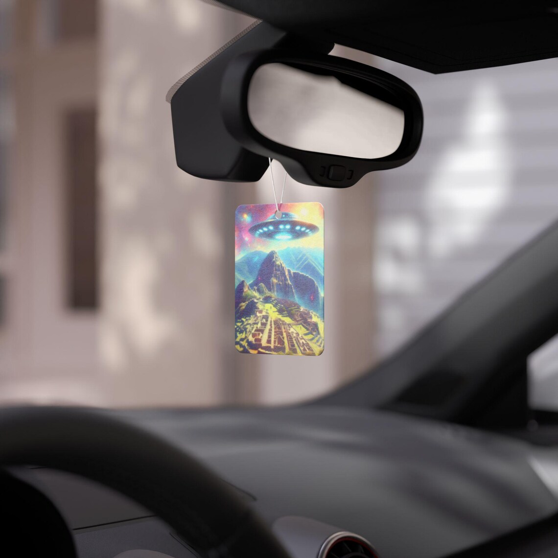 UFO Ancient Alien Car Air Freshener Machu Picchu Design, Mystical ...