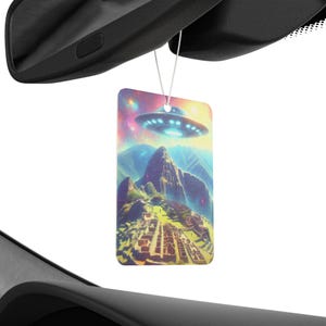 UFO Ancient Alien Car Air Freshener Machu Picchu Design, Mystical ...
