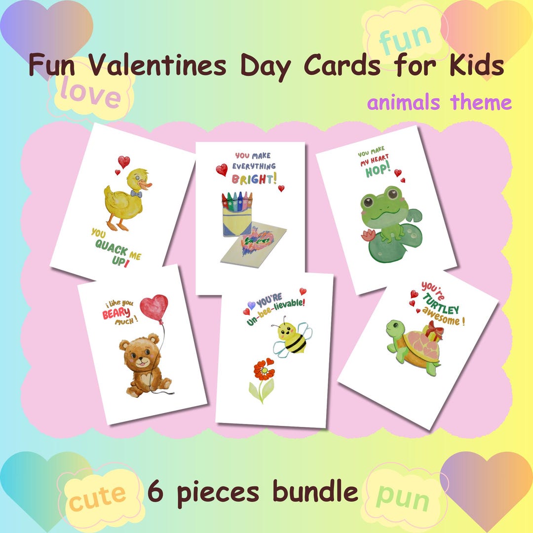 Printable Fun Valentines Day Cards for Kids, Animal Theme Pun ...