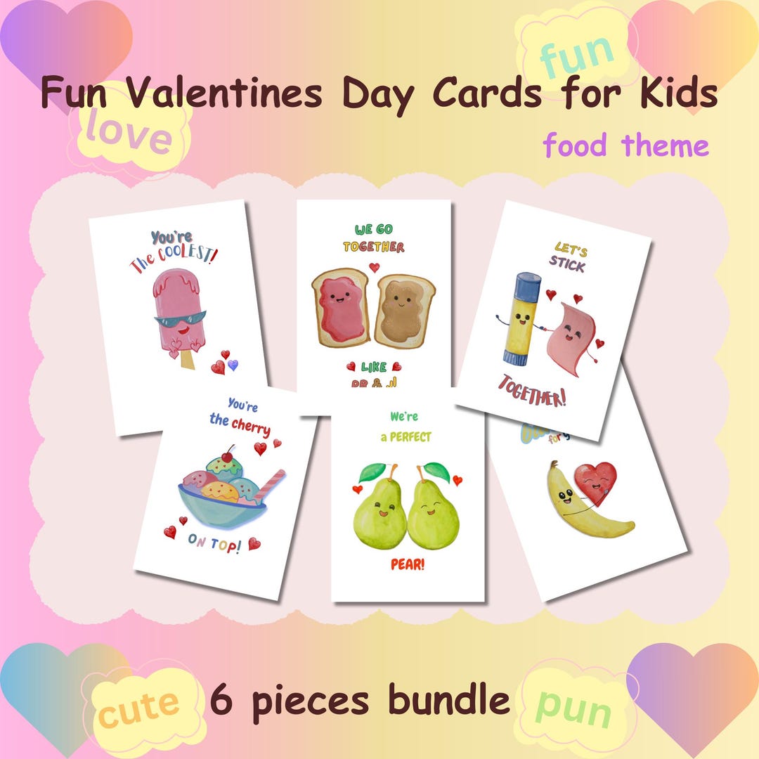 Printable Fun Valentines Day Food Cards for Kids, School Pun Cards ...