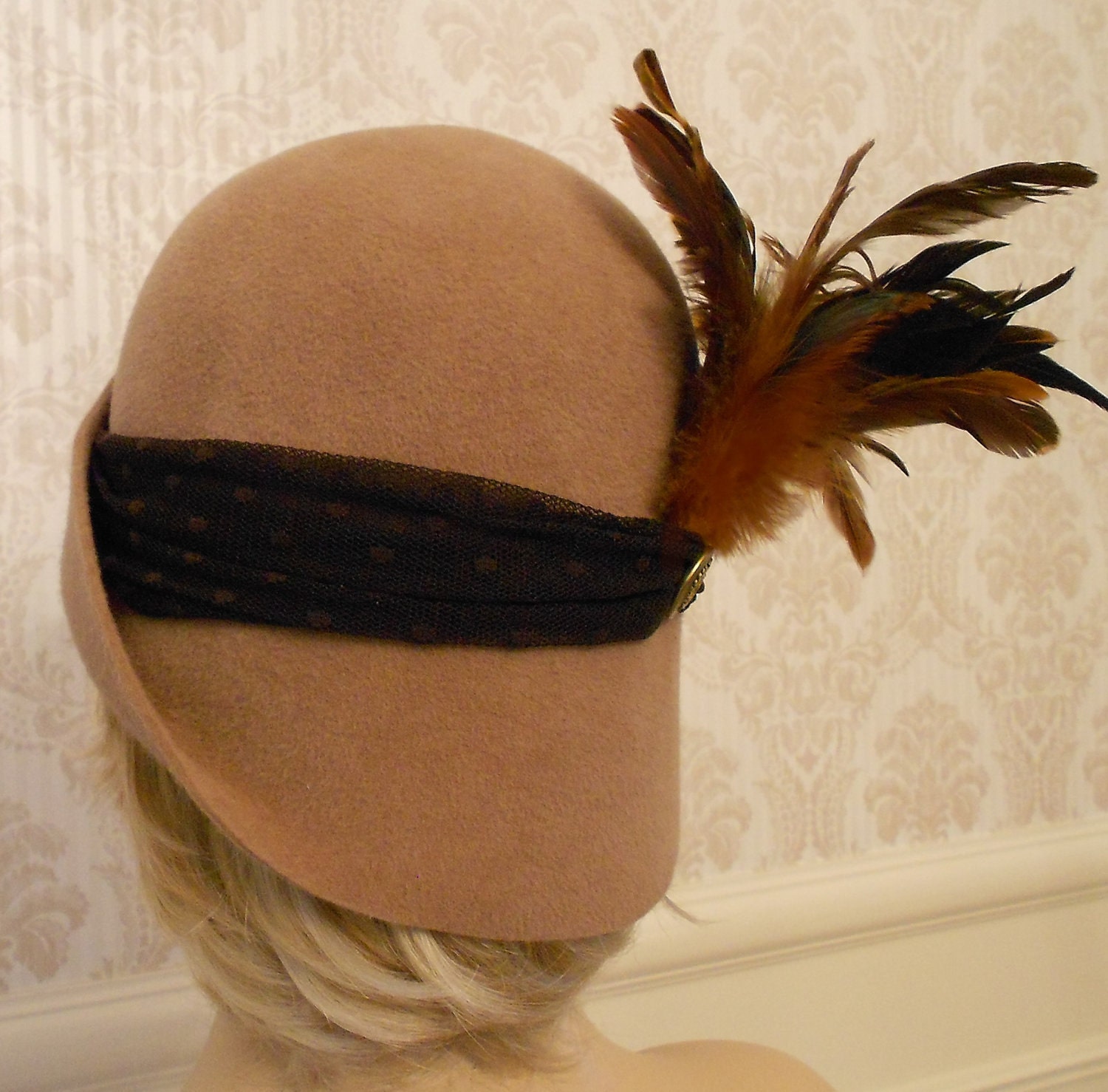 Ashley, Fur Felt Cloche, Millinery Hat, Downton Abbey Era, Camel Color ...