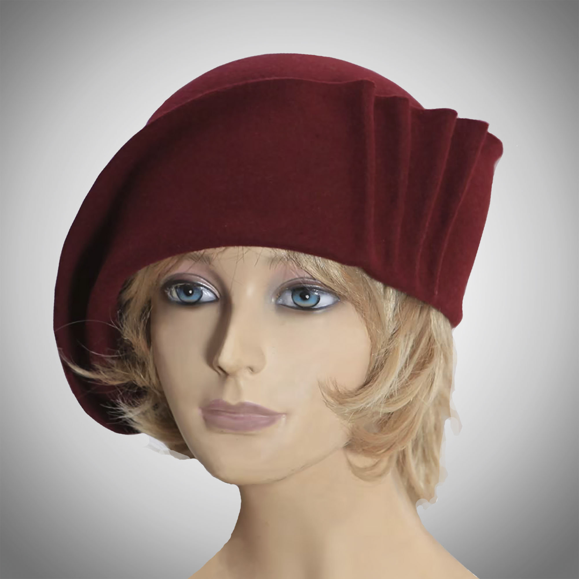Maroon Velour Fur Felt Cloche Hat: Handmade Couture Millinery, "maddy ...
