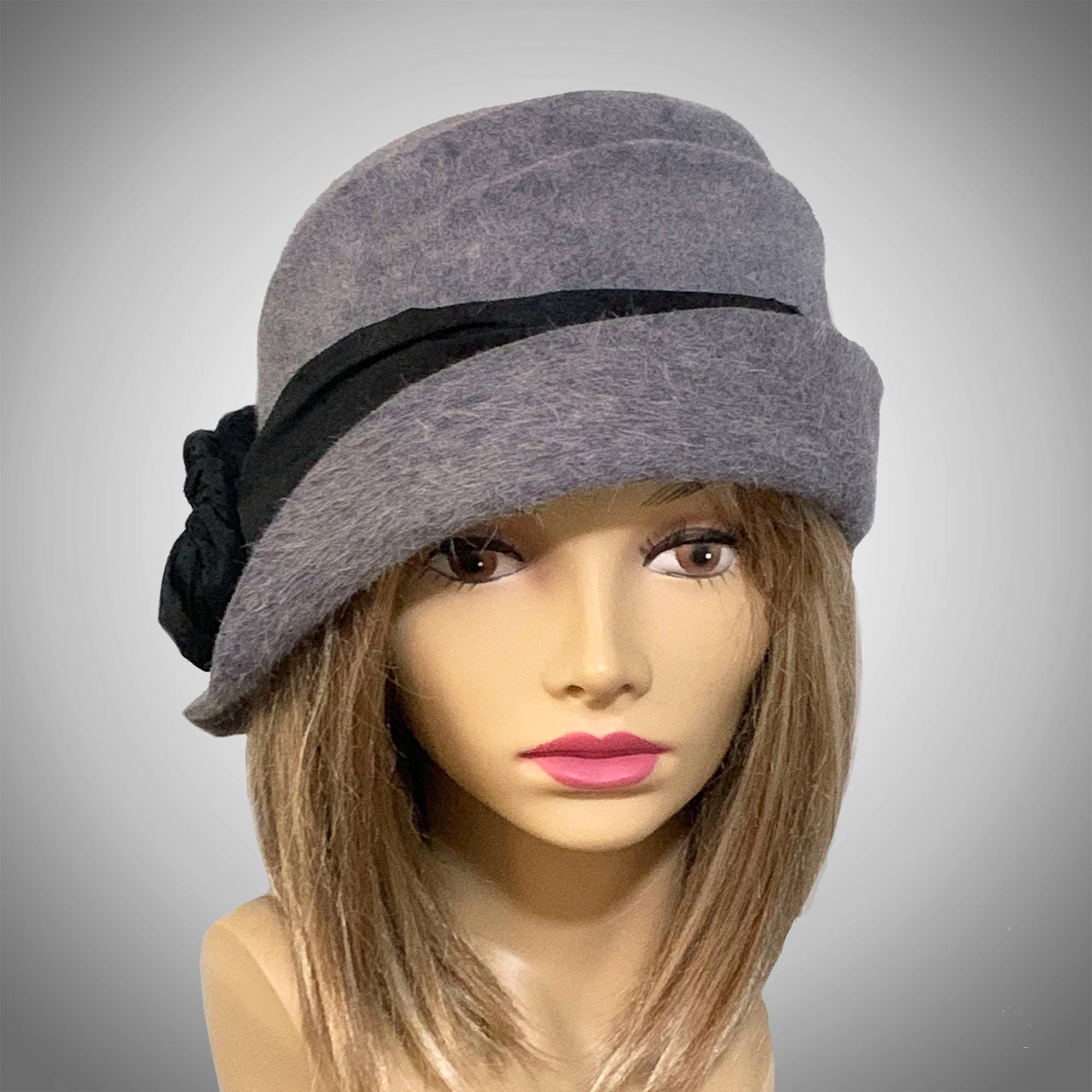Fur Felt Cloche Hat: Grey Heather, Silk Dupioni Embellished - Etsy