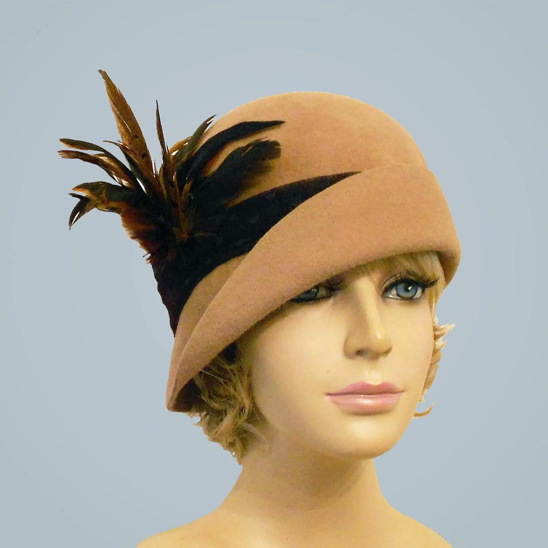 Ashley, Fur Felt Cloche, Millinery Hat, Downton Abbey Era, Camel Color ...