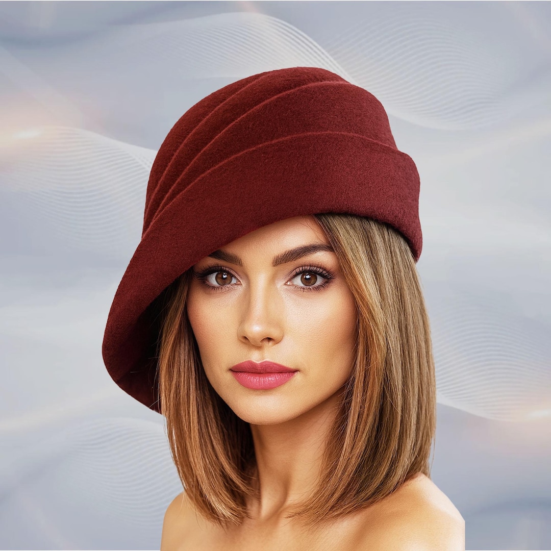 Maroon Velour Fur Felt Cloche Hat: Handmade Couture Millinery - Etsy