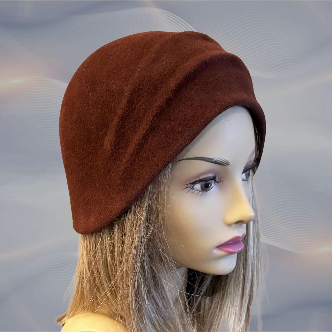Fur Felt Velour Cloche Hat, Millinery Hat With Hand-felted Leaf ...