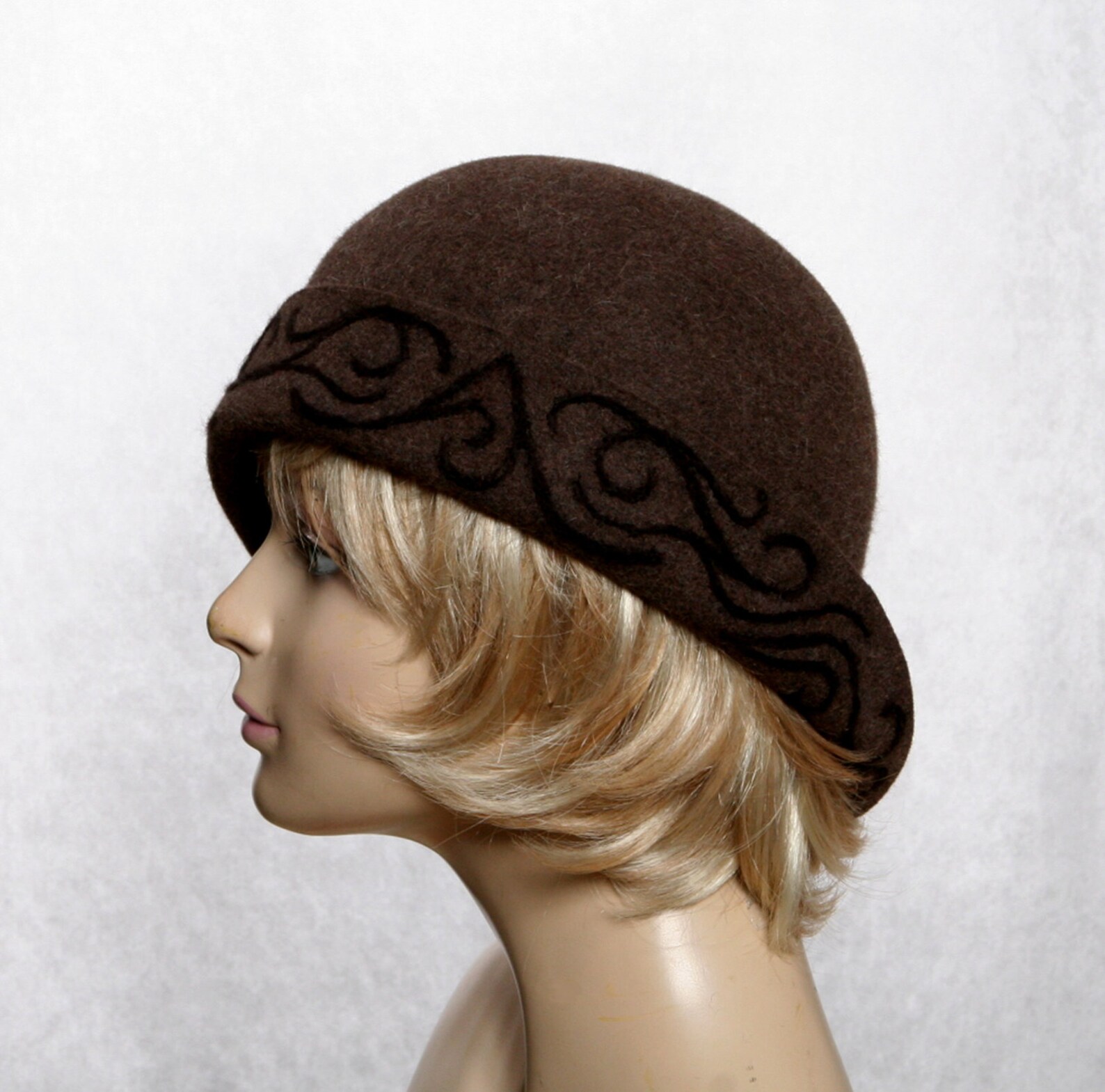 Needle Felted Fur Felt Cloche: Heather Brown Downton Abbey Hat, "ashley ...