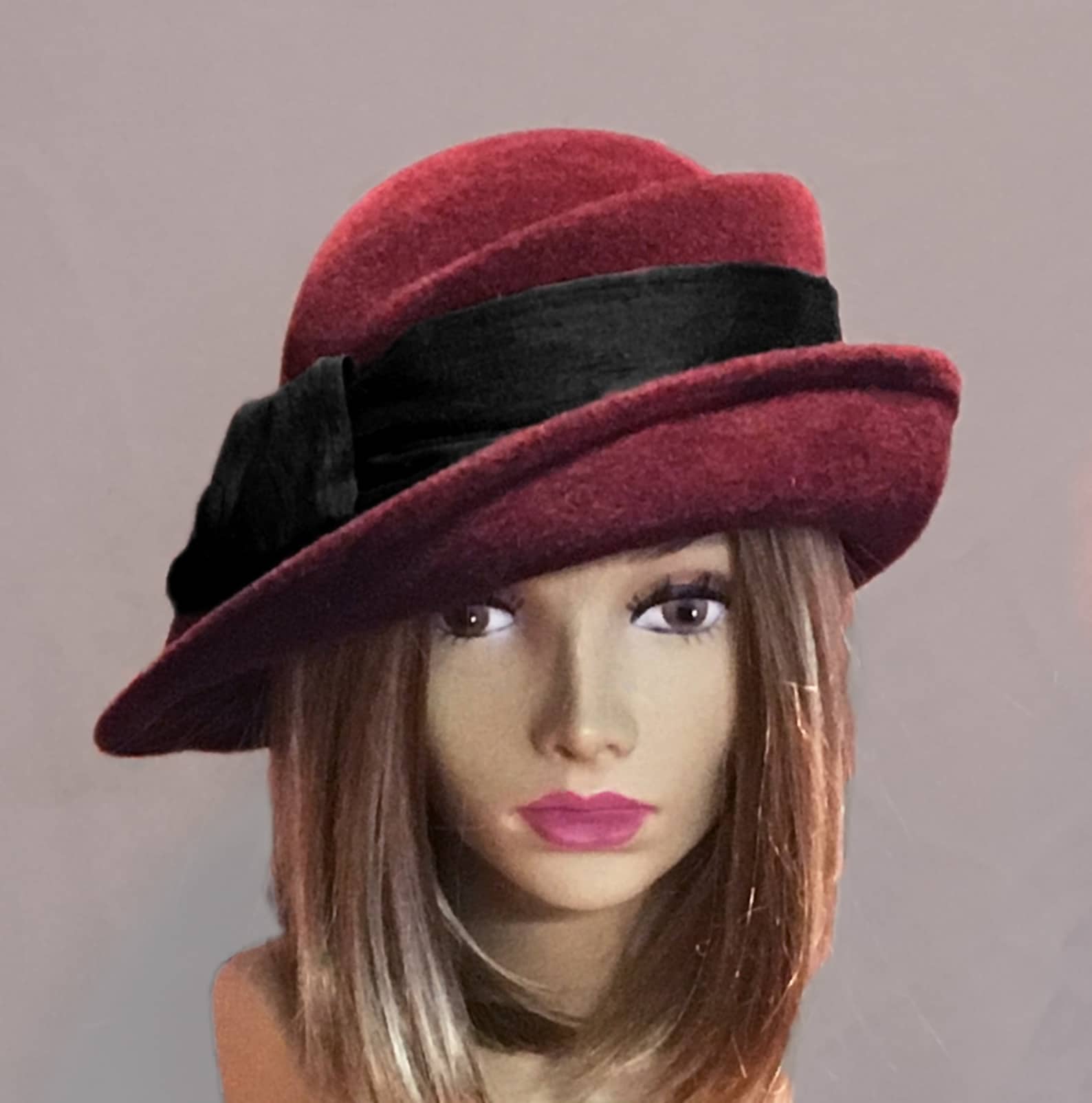Christine Fur Felt Hat Medium Brim Size Downton Abbey Style - Etsy