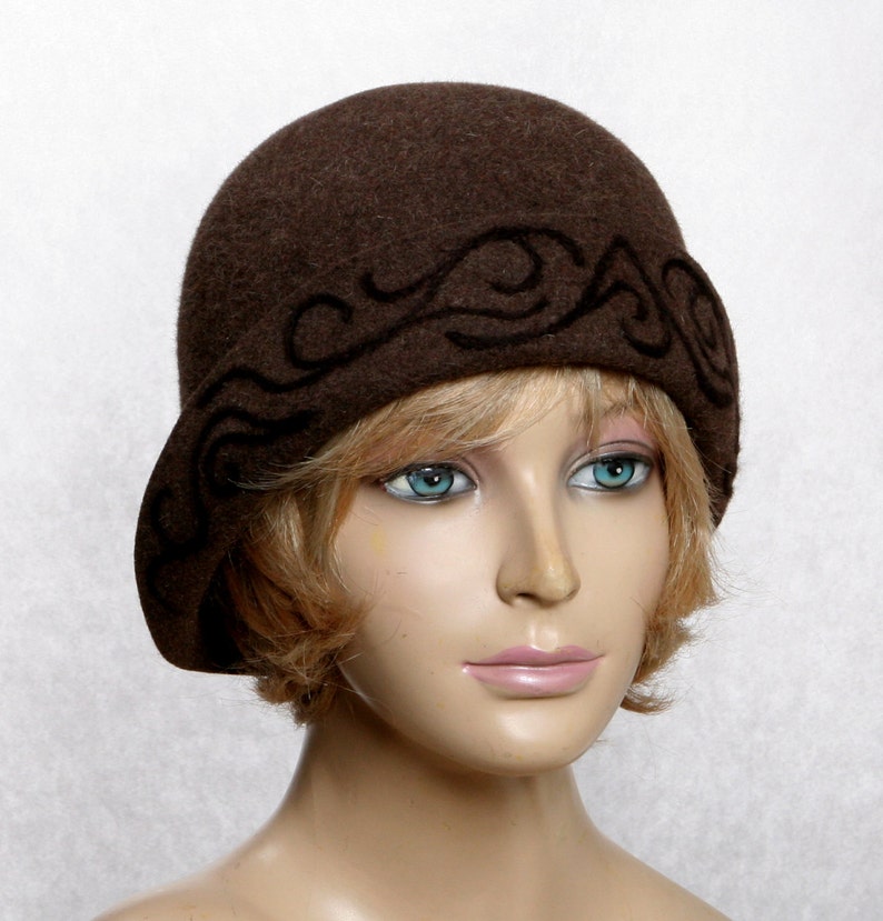 Needle Felted Fur Felt Cloche: Heather Brown Downton Abbey Hat, "ashley ...
