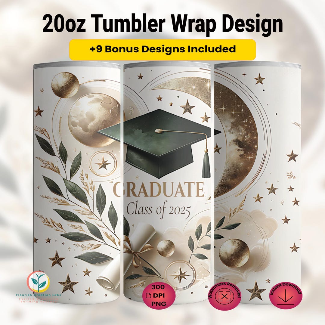 Class of 2025 Celestial Grad Tumbler Wrap, Elegant Graduation 20oz ...