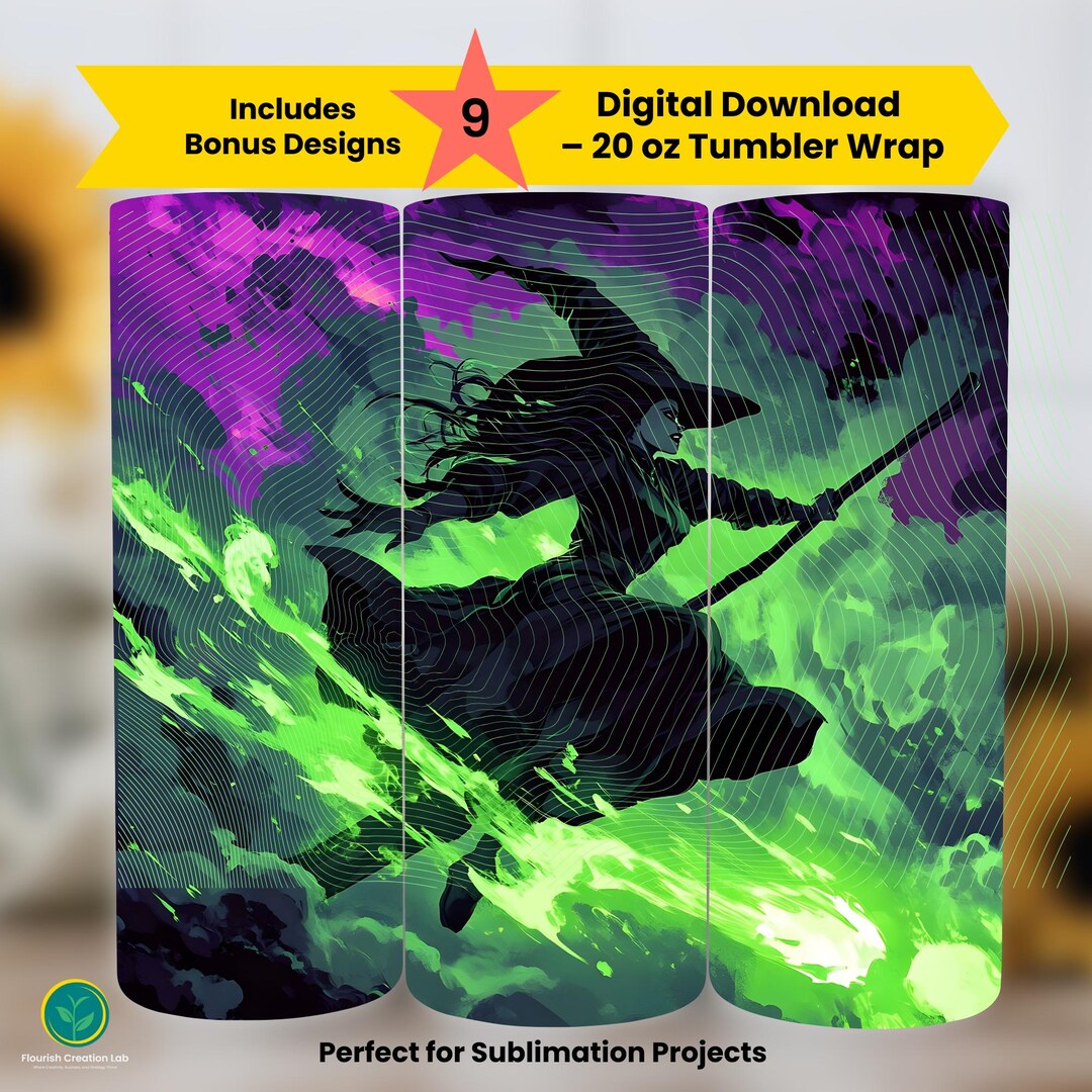 Ethereal Witch Flight 20oz Tumbler Wrap: Neon Magic (digital Download ...