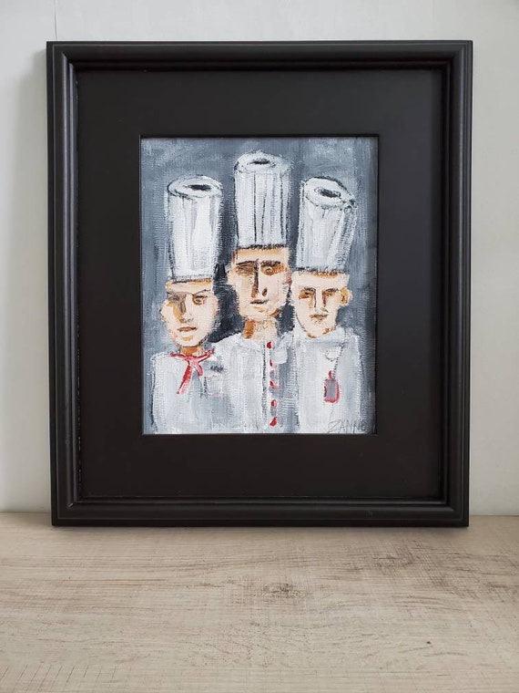 Framed Chef Art Painting Kitchen Decor Restaurant gift for | Etsy