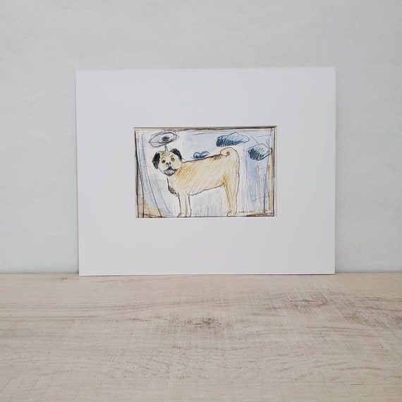 Pug Art Drawing Dog Angel Puggle Pet Sympathy - Etsy