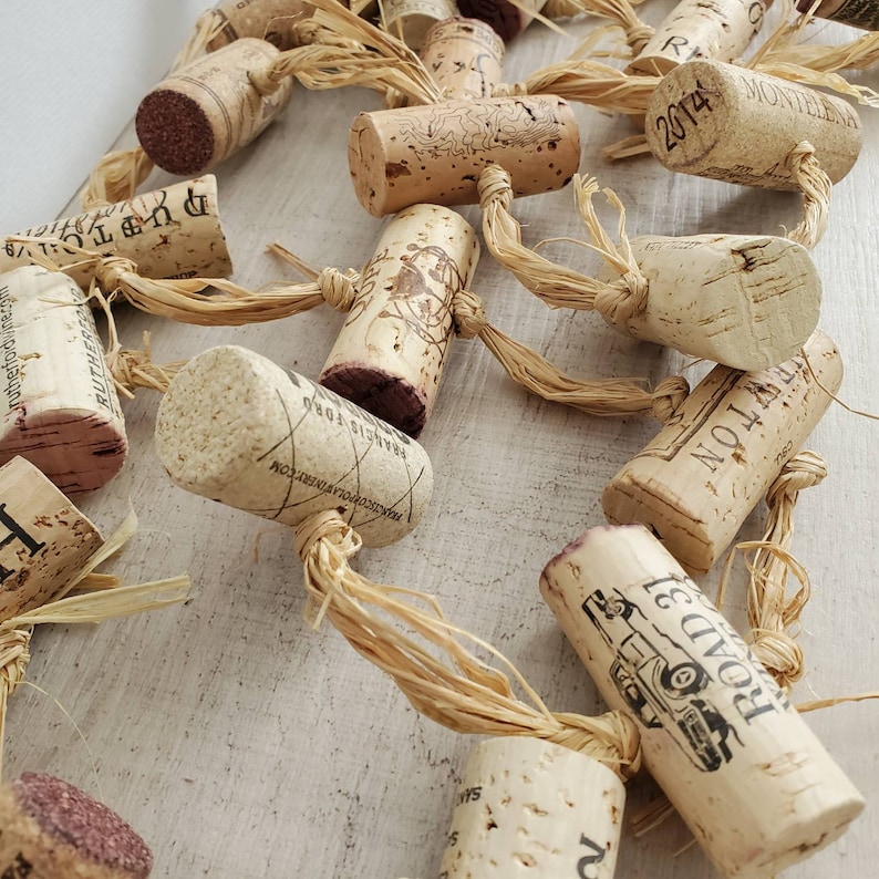 Wine Cork Garland Upcycled Crafting With Corks Natural Raffia Tied ...