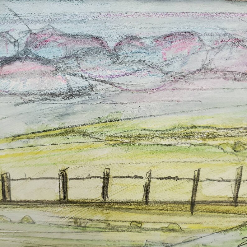 Utah Drawing Original Landscape Western Art Park City Local - Etsy