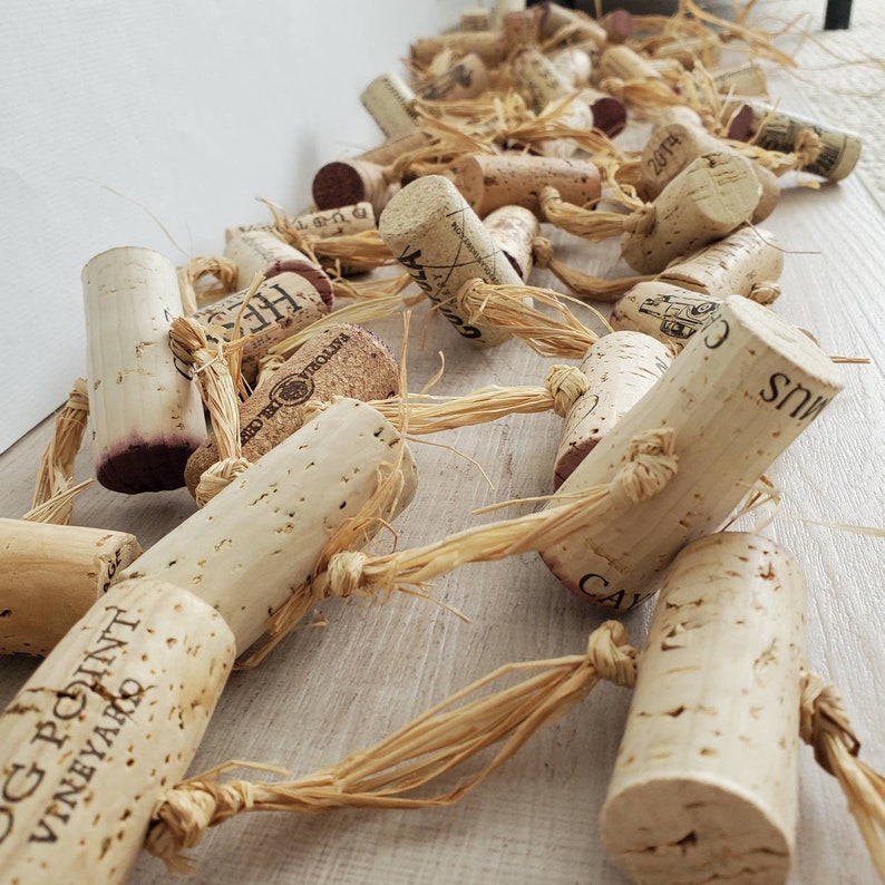 Wine Cork Garland Upcycled Crafting With Corks Natural Raffia Tied ...