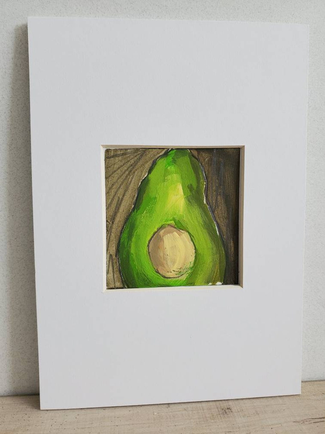 Avocado painting Original acrylic paint on illustration board | Etsy