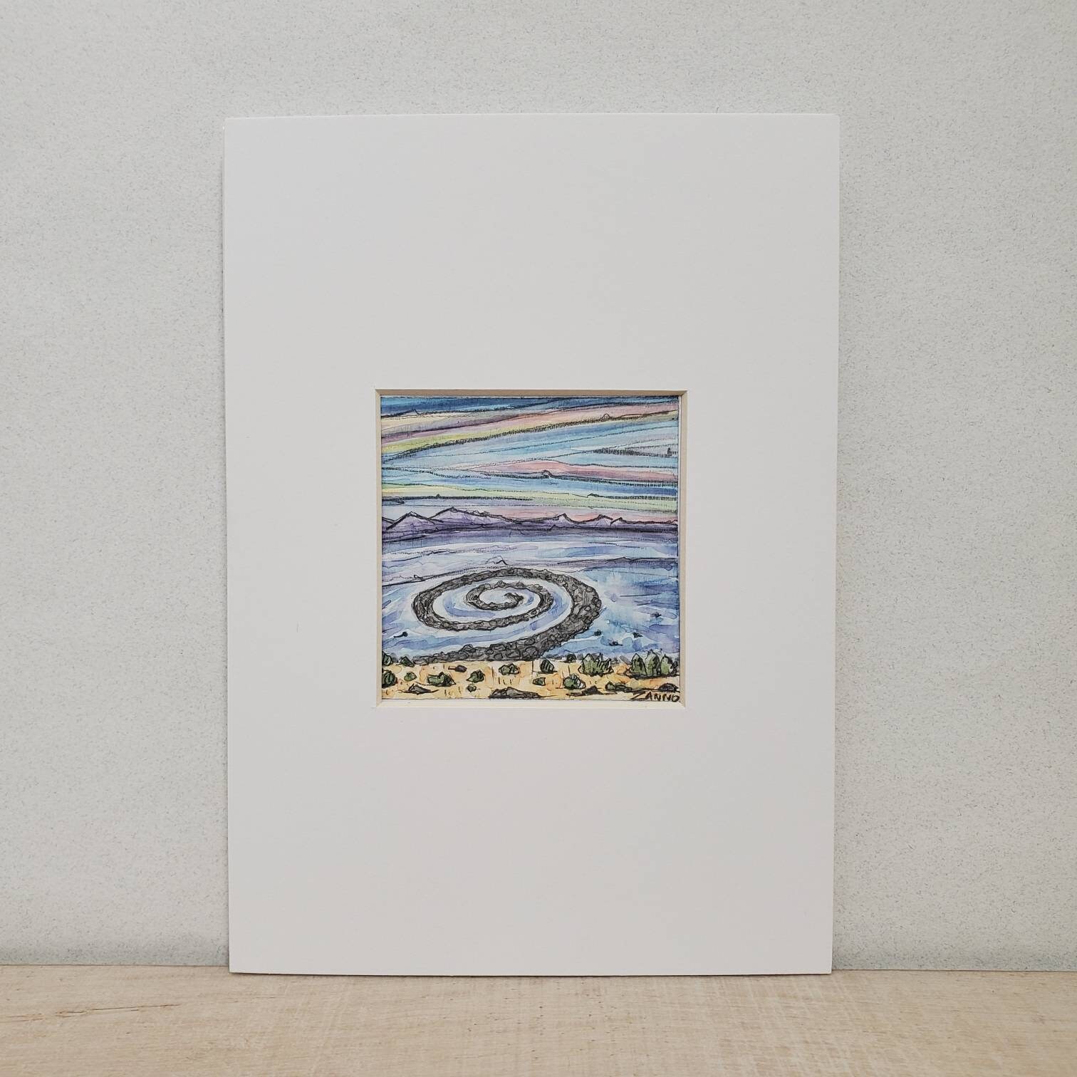 Spiral Jetty Drawing Salt Lake City Artist Local Utah Art Watercolor ...