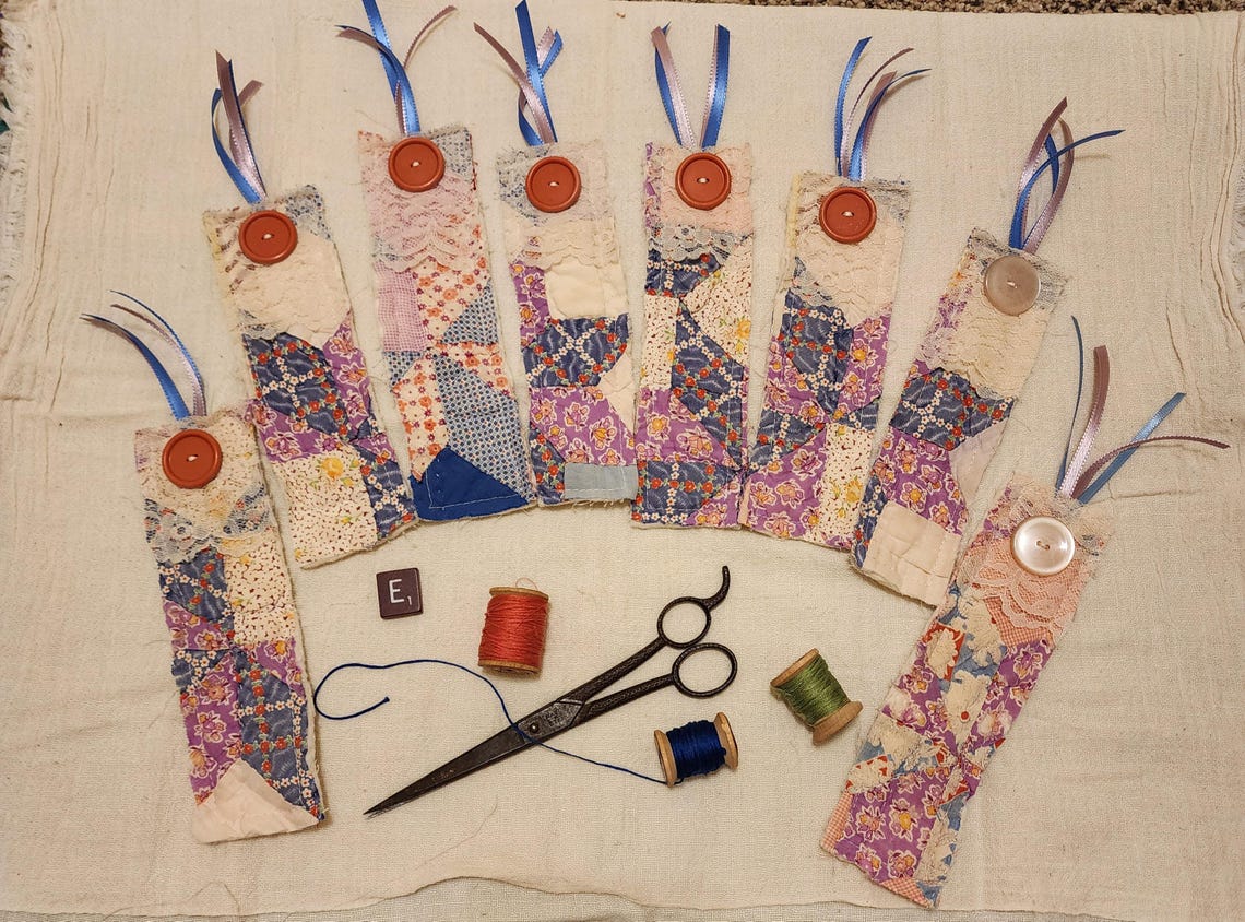 Repurposed Vintage Quilt Bookmarks - Etsy