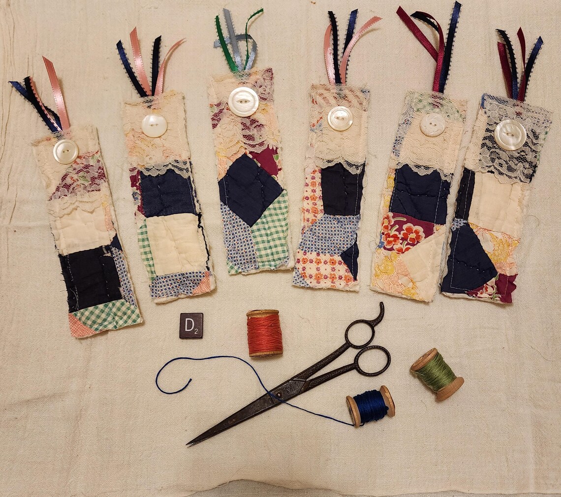 Repurposed Vintage Quilt Bookmarks - Etsy