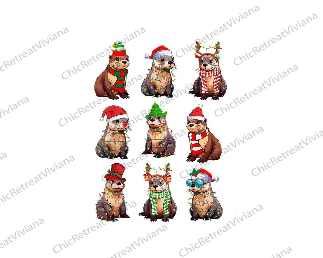Otters Christmas Lights Png, Otters Merry Christmas Png,otter Lover ...