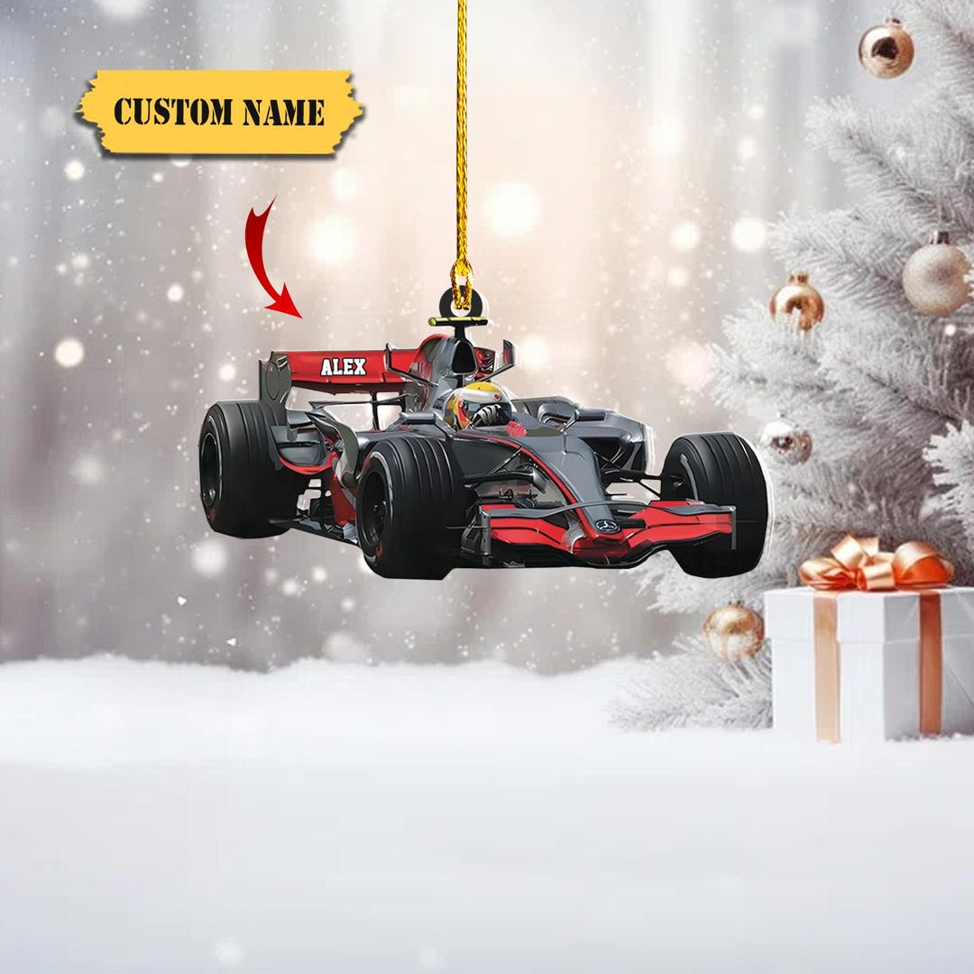 Personalized Racing Car F1 Christmas Ornament, Funny Ornament Hanger ...