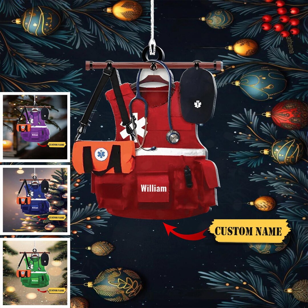 Personalized EMT Paramedic Safety Vest Custom Shape Ornament 2D Gift ...