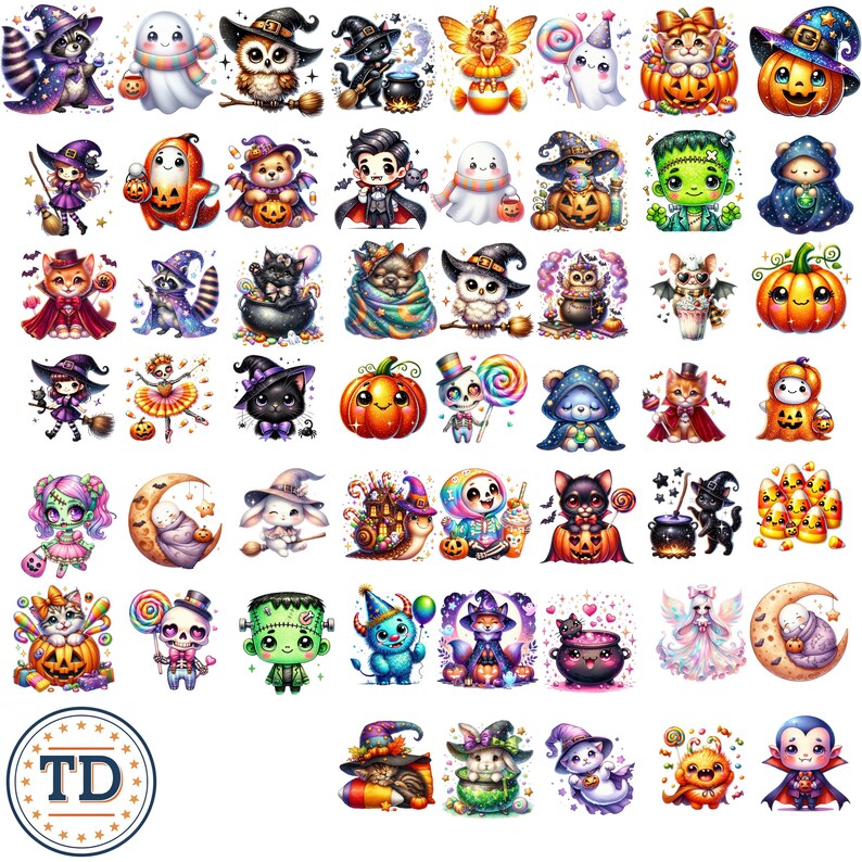 Cute Halloween Clipart Bundle, Pastel Halloween PNG, Spooky Watercolor ...