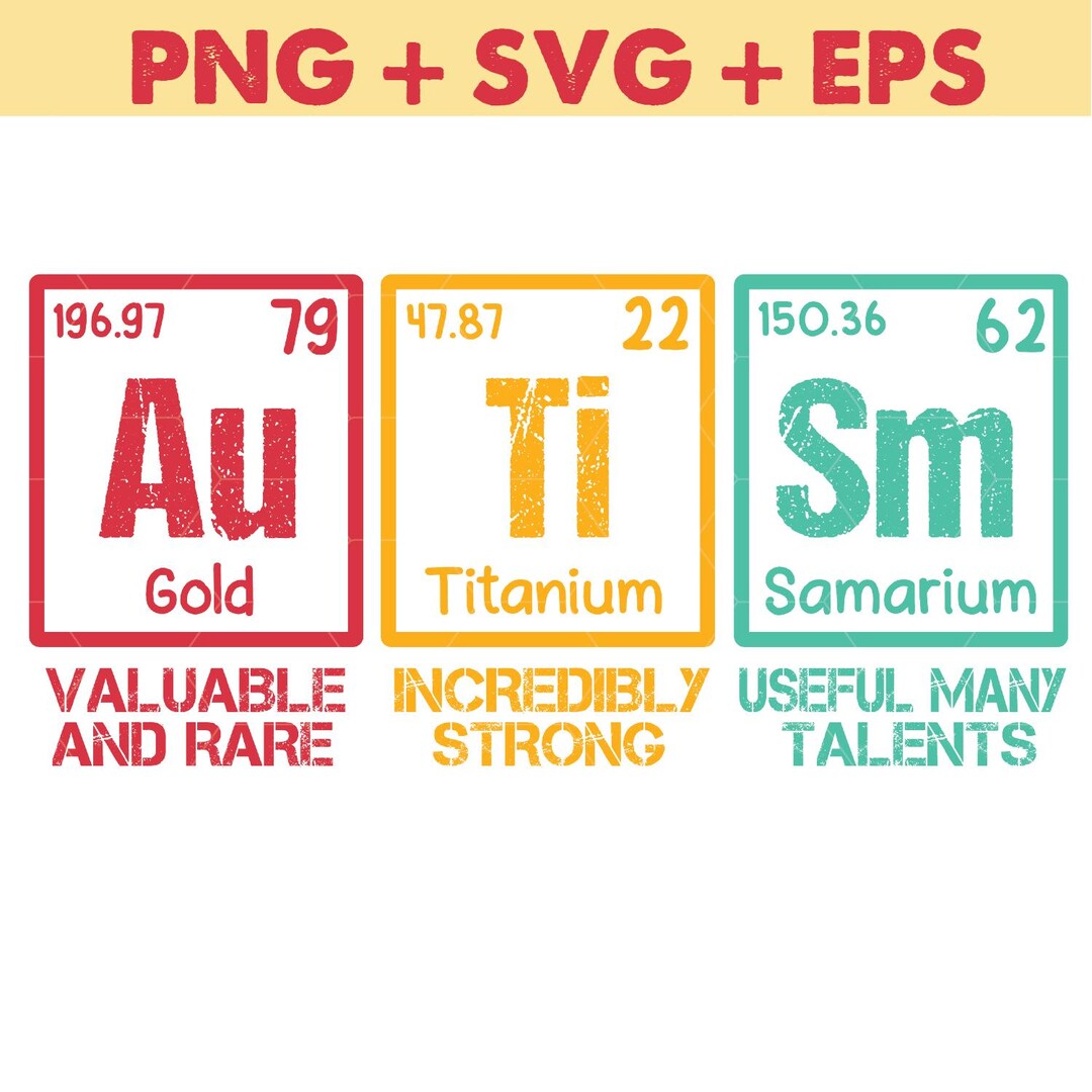 Autism Awareness Periodic Table SVG: ASD Elements Design (digital ...