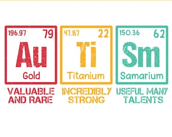 Autism Periodic Table of Elements, SVG File, PNG File, Digital File ...